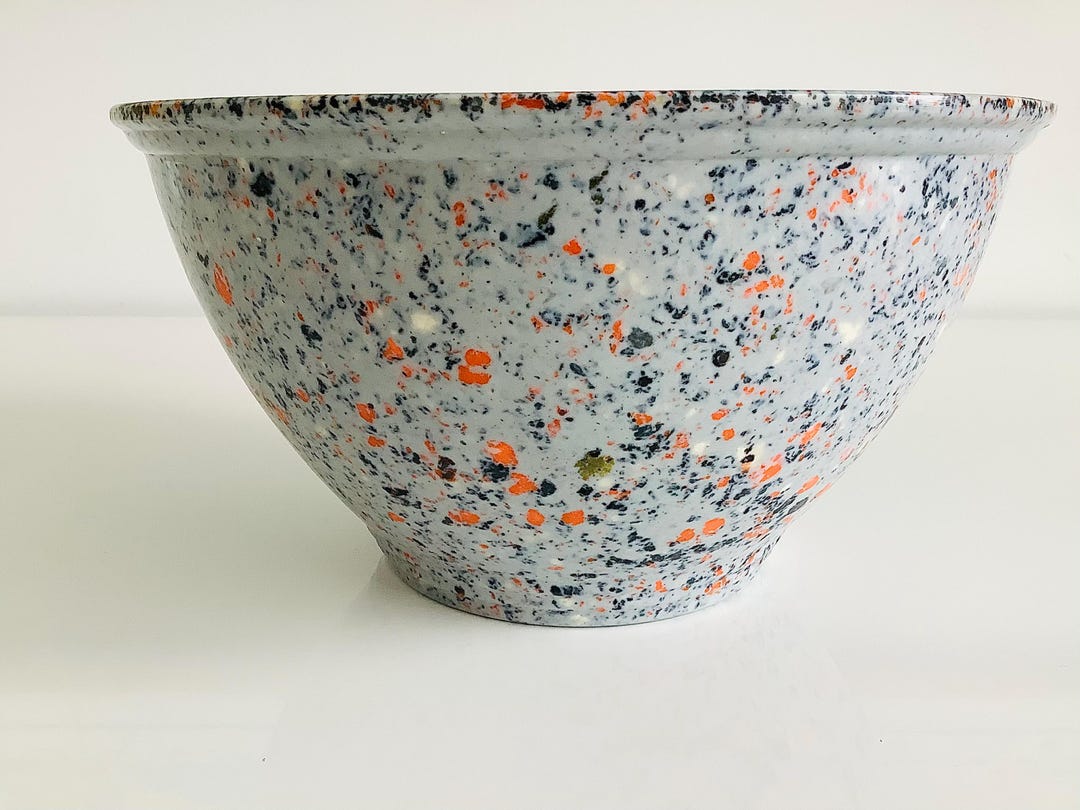 Large Vintage Style Melamine Bowl / Splatter Confetti Mixing Bowl ...