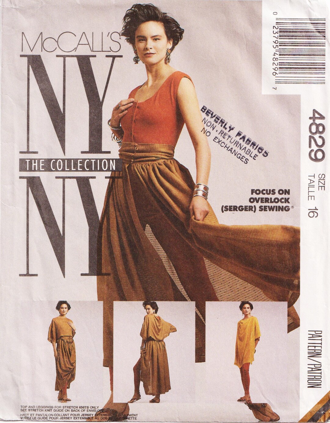 Mccall's 4829 NY Collection Shirts, Top, Skirt, Leggings Unused Vintage ...