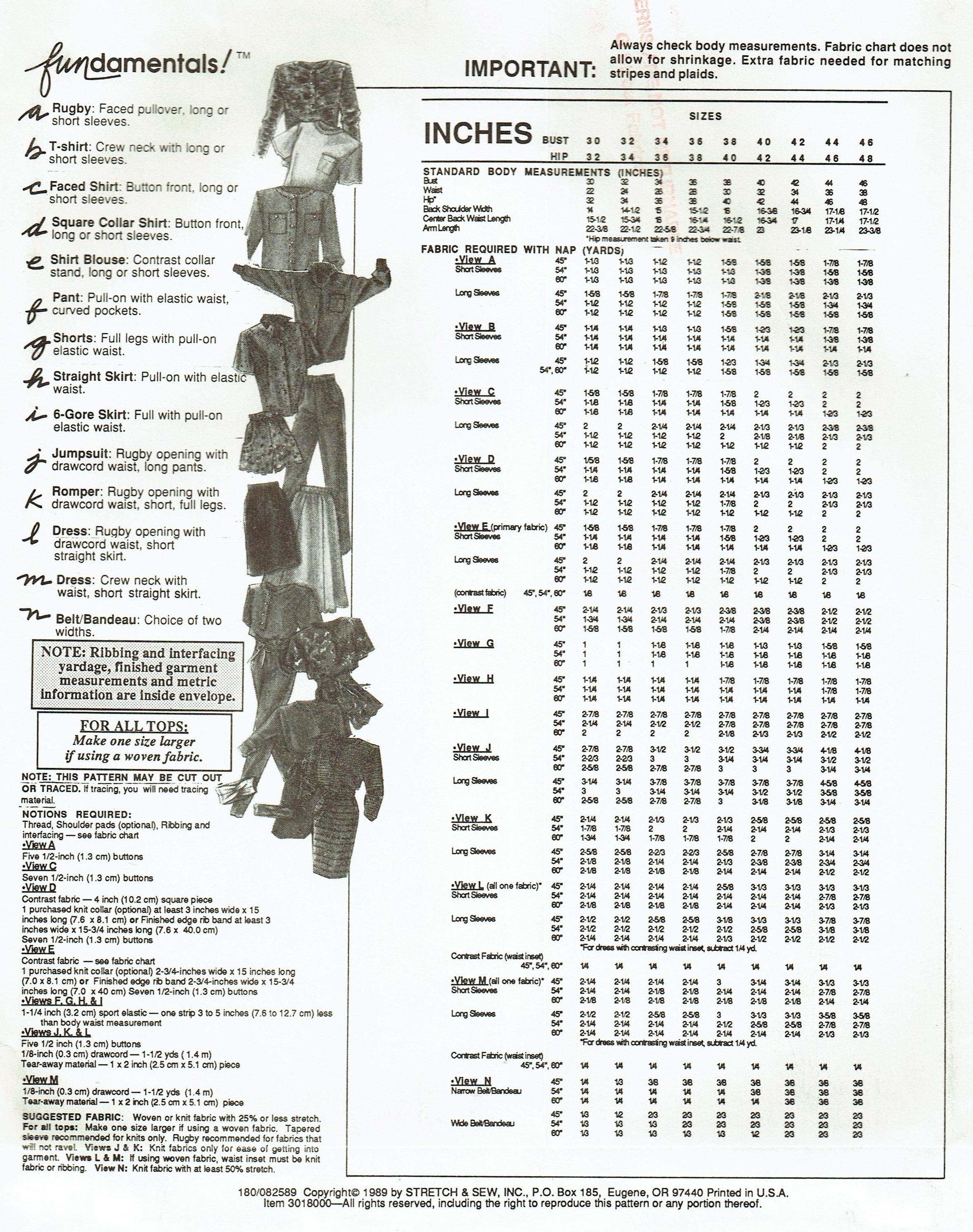 Stretch & Sew 180 Fundamentals Staple Wardrobe Shirts, Pants, Skirt ...