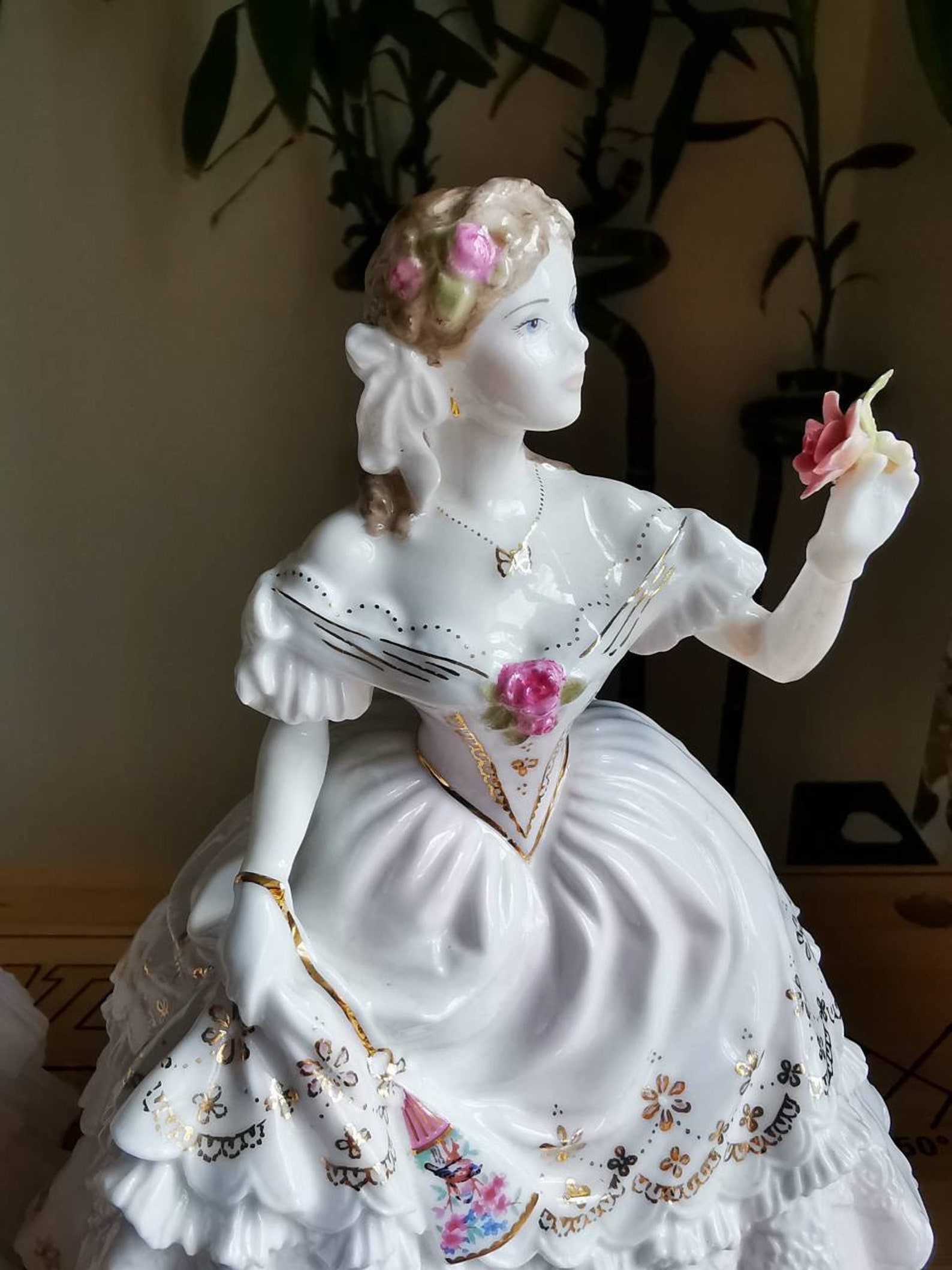 Royal Worcester Porcelain Figurine ''the Fairest Rose". English Fine ...