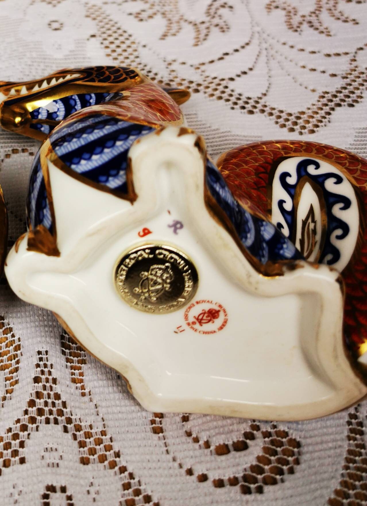 Royal Crown Derby 'dragon' Imari Paperweight, Gold Stopper, Hand ...