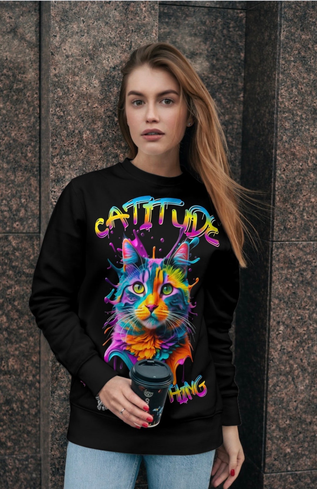 Funny Catitude is Everything Sweatshirt: Gifts, Rude Shirts ,sarcastic ...