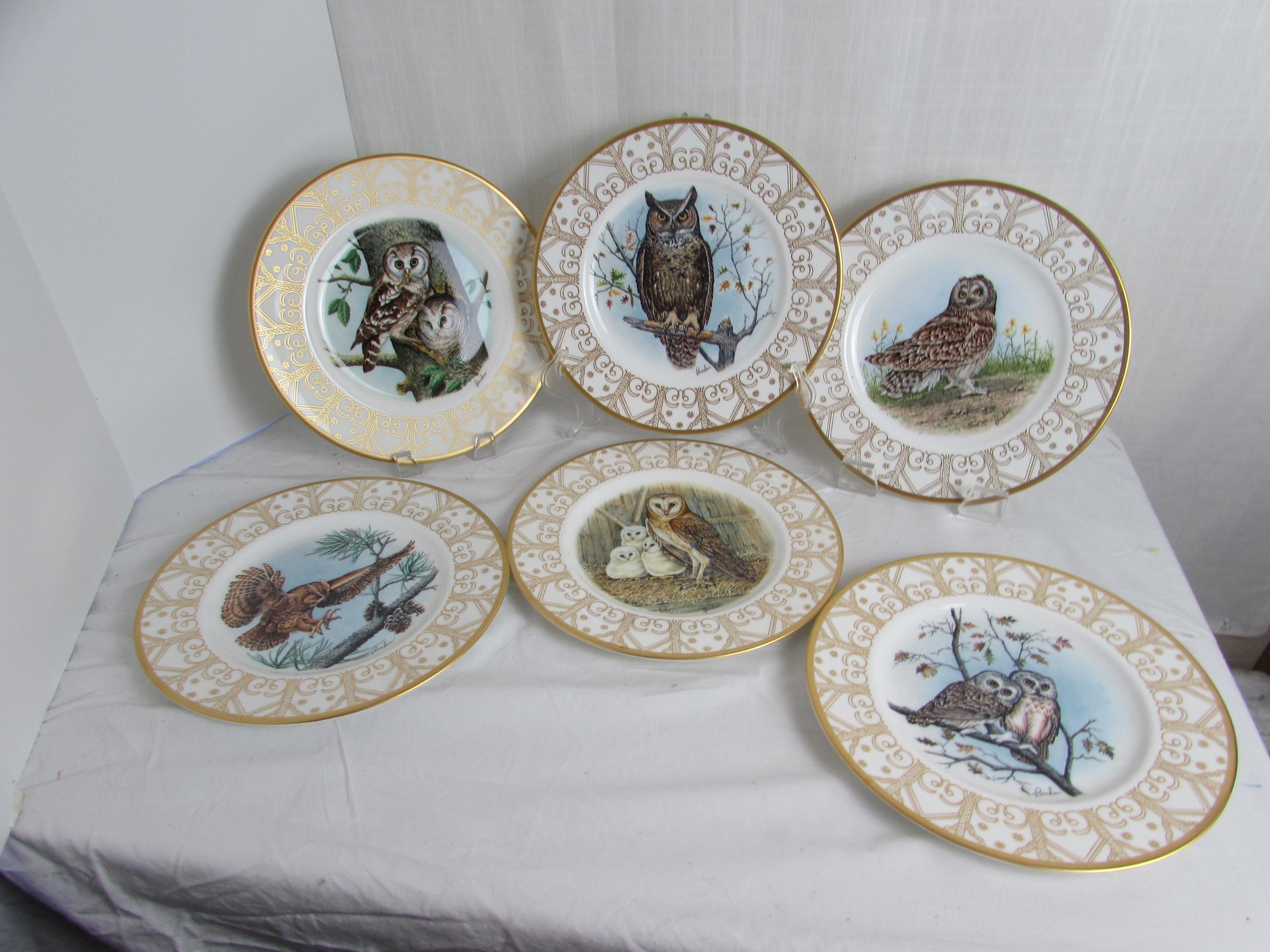Six Owl Plates Fine Bone China Made in USA Limited Edition 15,000 - Etsy