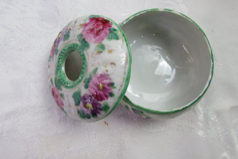 VICTORIAN HAIR RECEIVER Porcelain Rose Motif - Etsy