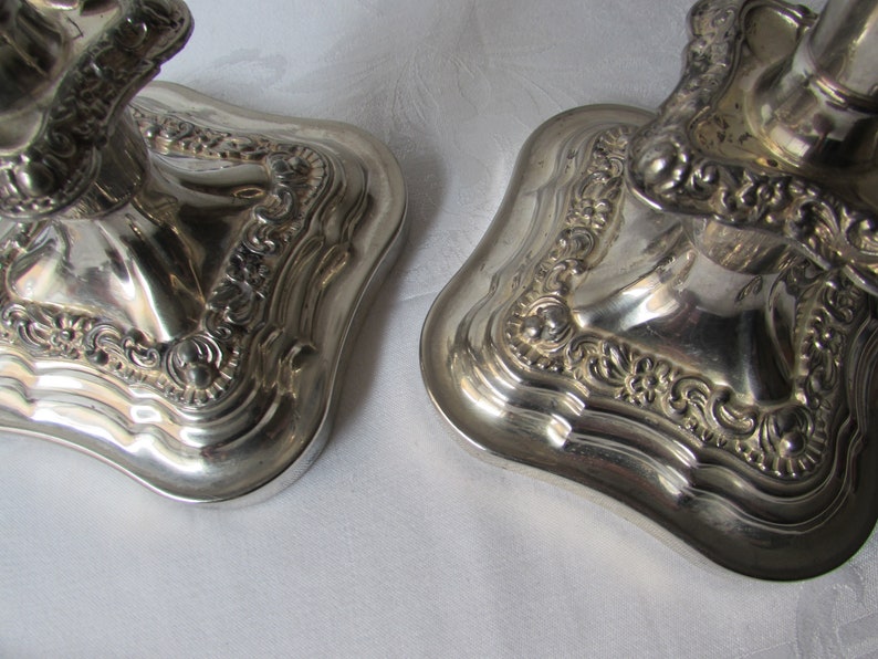 Tall Pair Candlesticks English Hallmark Ornate Silverplate | Etsy
