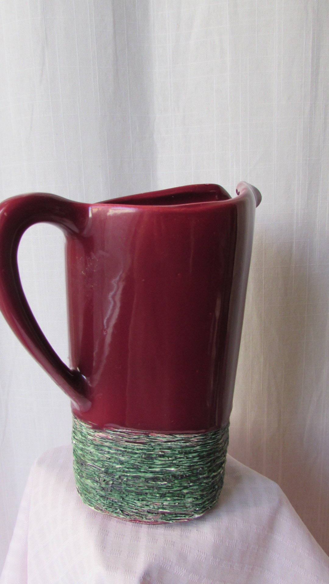 1950s PITCHER Aborn California Art Pottery Ceramic R-2 Tree Bark ...