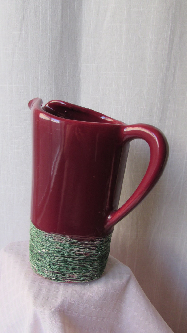 1950s PITCHER Aborn California Art Pottery Ceramic R-2 Tree Bark ...
