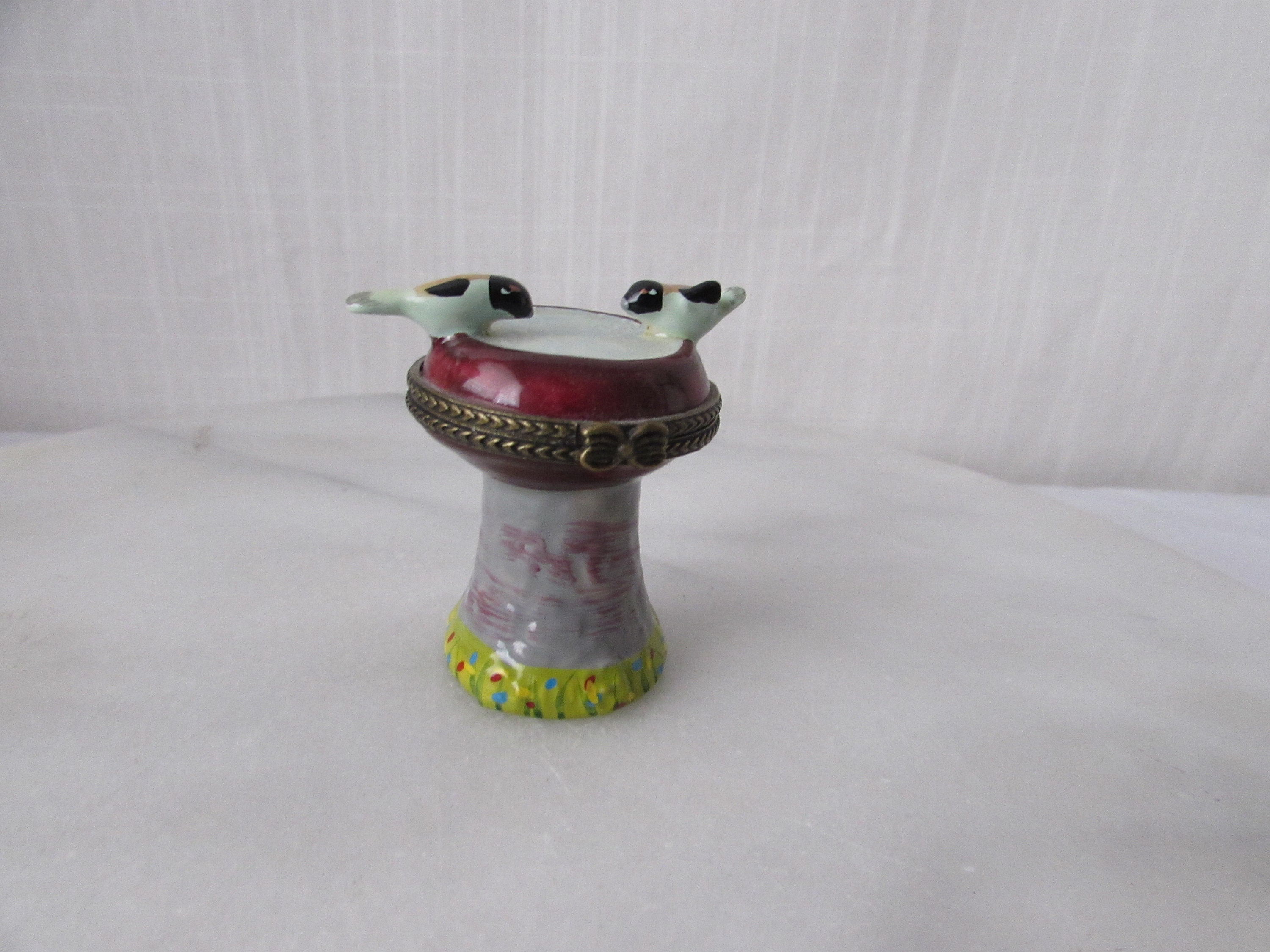 Porcelain Trinket Box Bird Bath Two Birds Drinking Water - Etsy