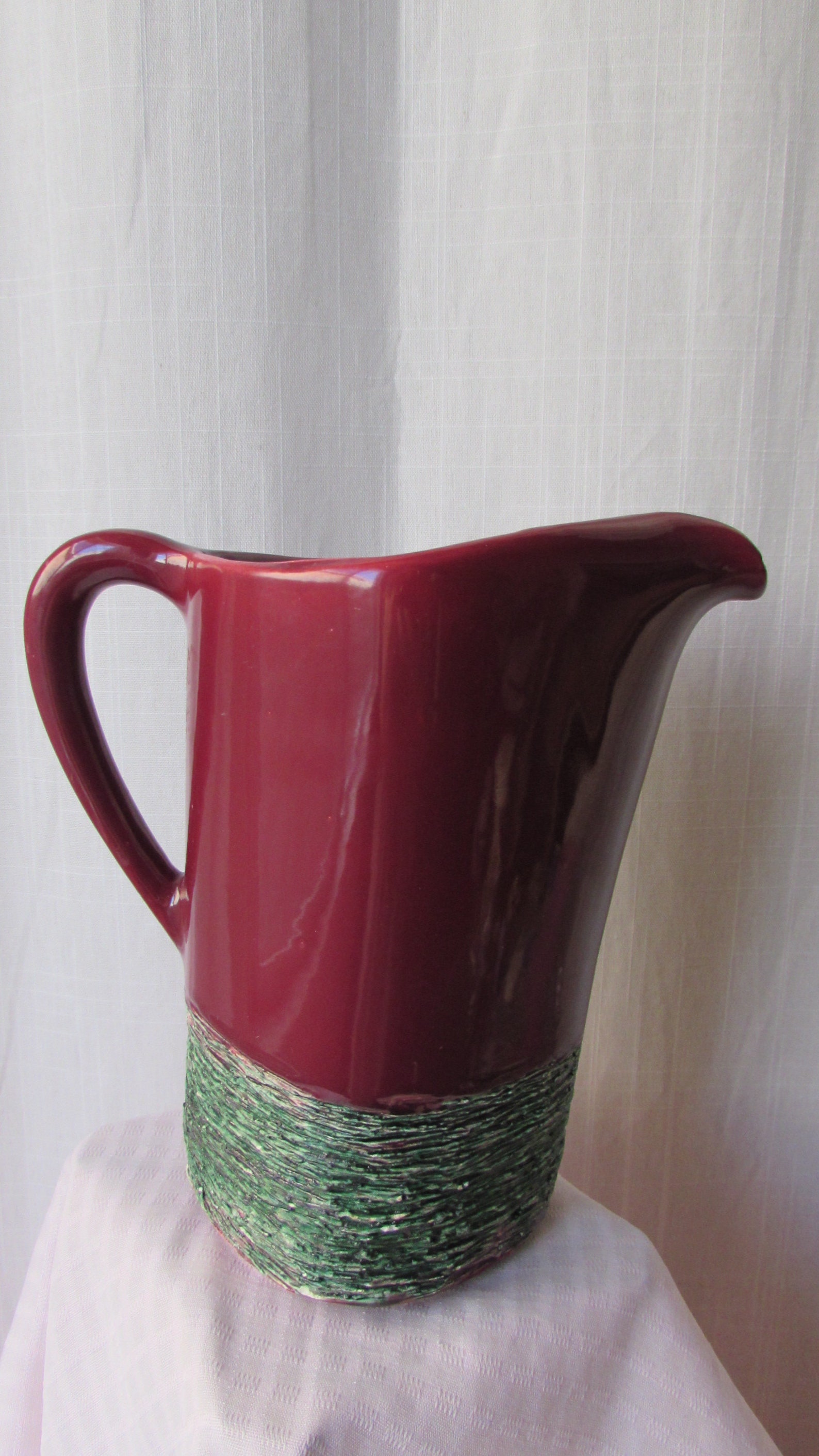 1950s PITCHER Aborn California Art Pottery Ceramic R-2 Tree Bark ...
