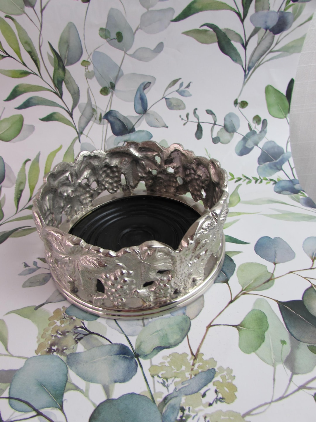1950s SILVER BOTTLE HOLDER Tabletop Grapes and Vine Pattern - Etsy