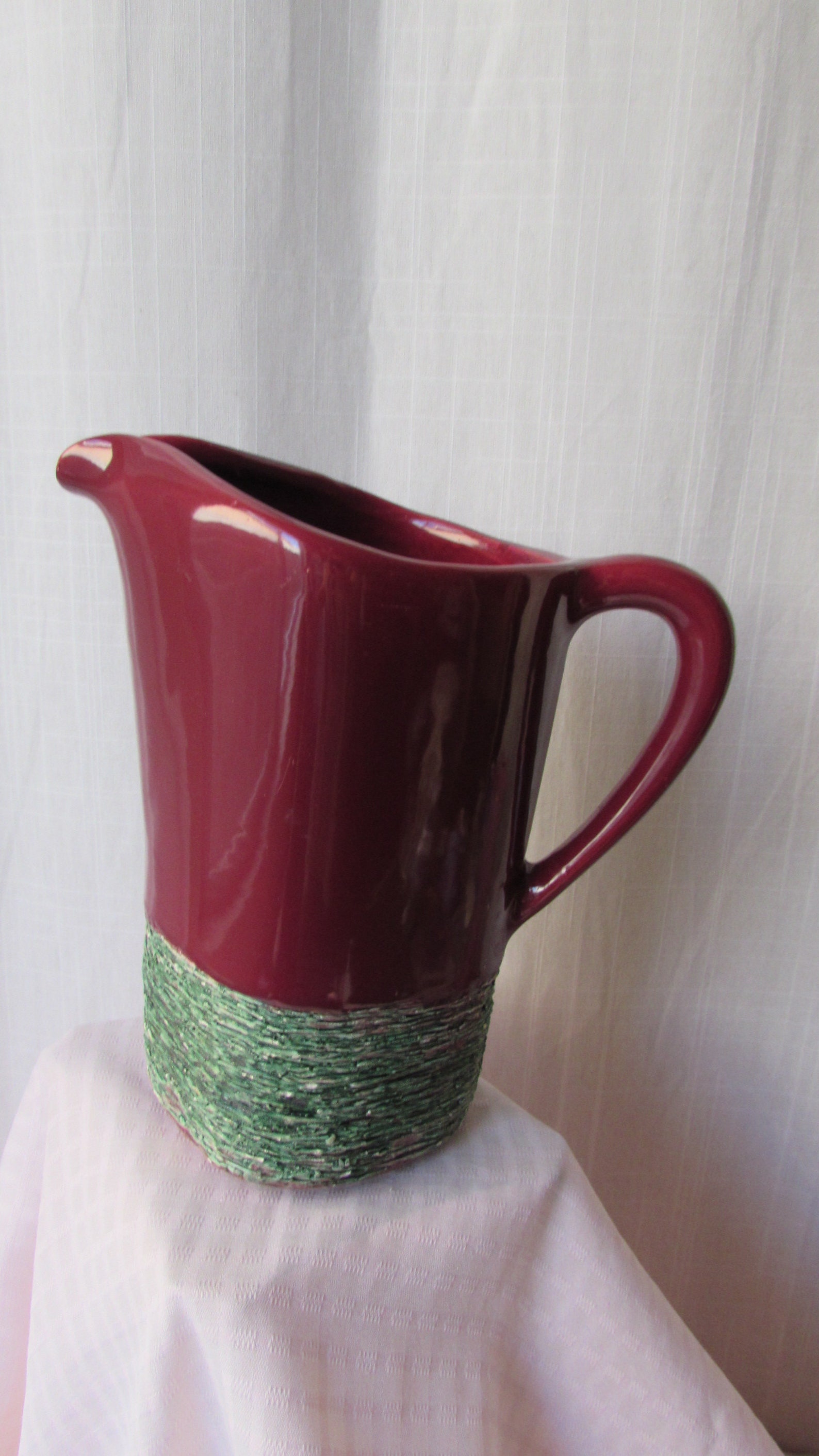 1950s PITCHER Aborn California Art Pottery Ceramic R-2 Tree Bark ...