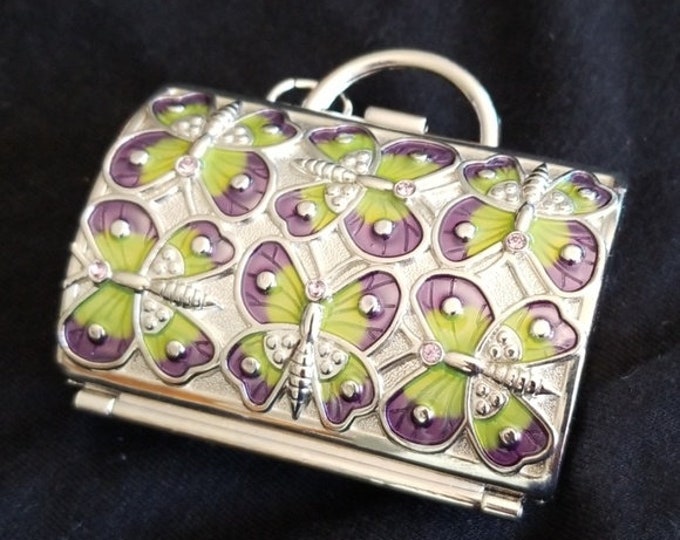Judith Leiber ENAMELED HINGED BUTTERFLY Pill Box by Judith Leiber for ...
