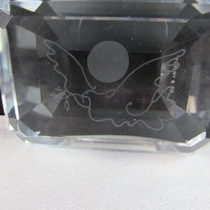 Vintage Tiffany & Co Crystal Emerald Cut Paperweight Dove of Peace Acid ...