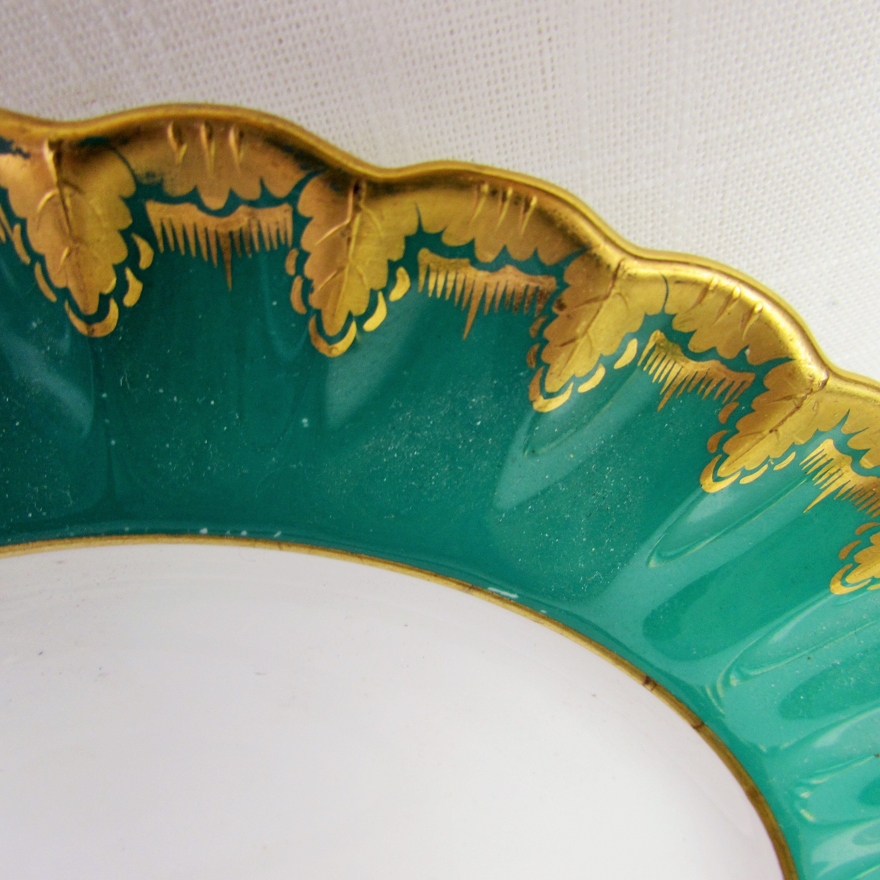 4 Antique Plates Spaulding & Co Chicago Paris Copelands Gold Rim Green ...
