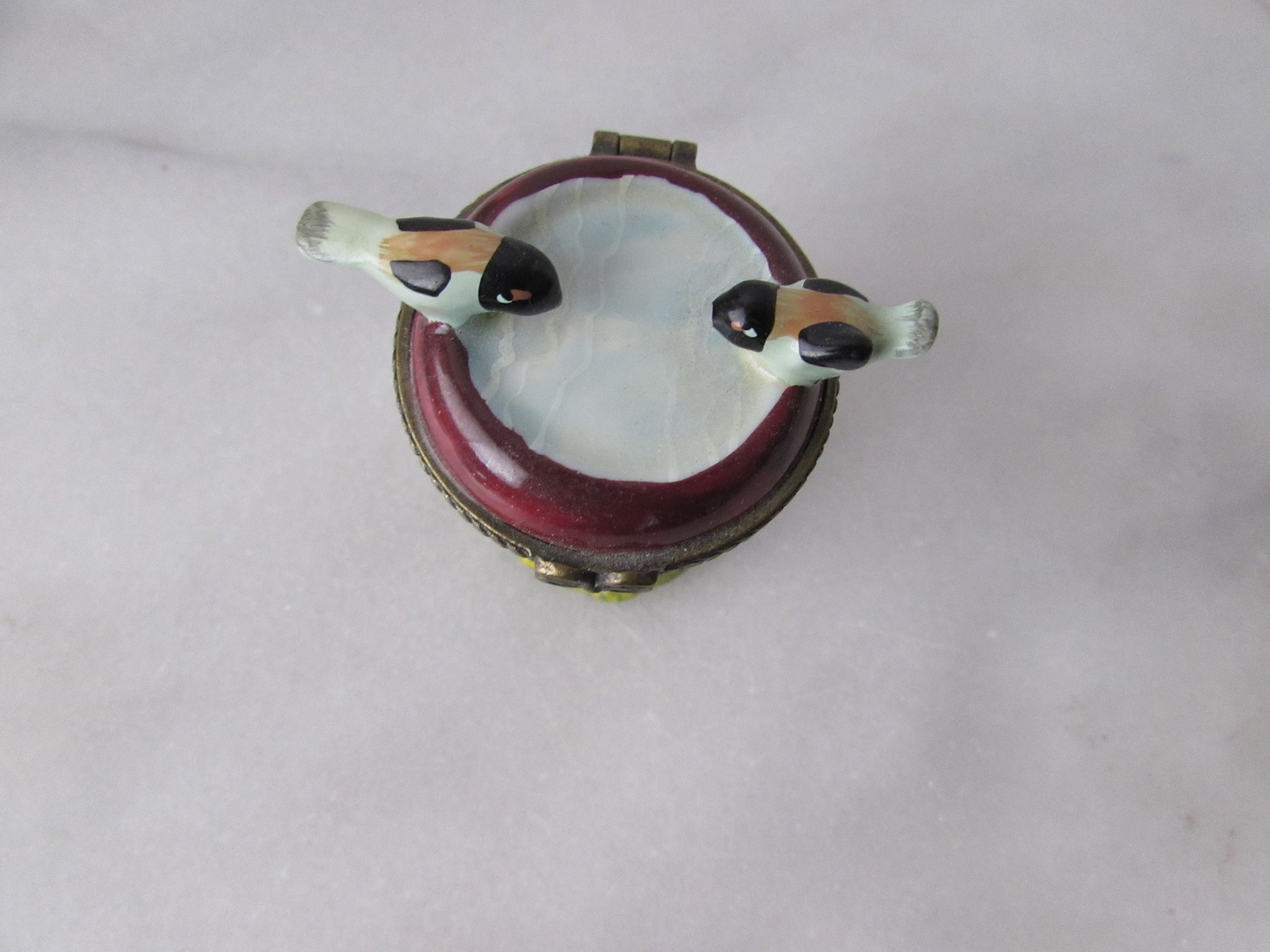 Porcelain Trinket Box Bird Bath Two Birds Drinking Water - Etsy