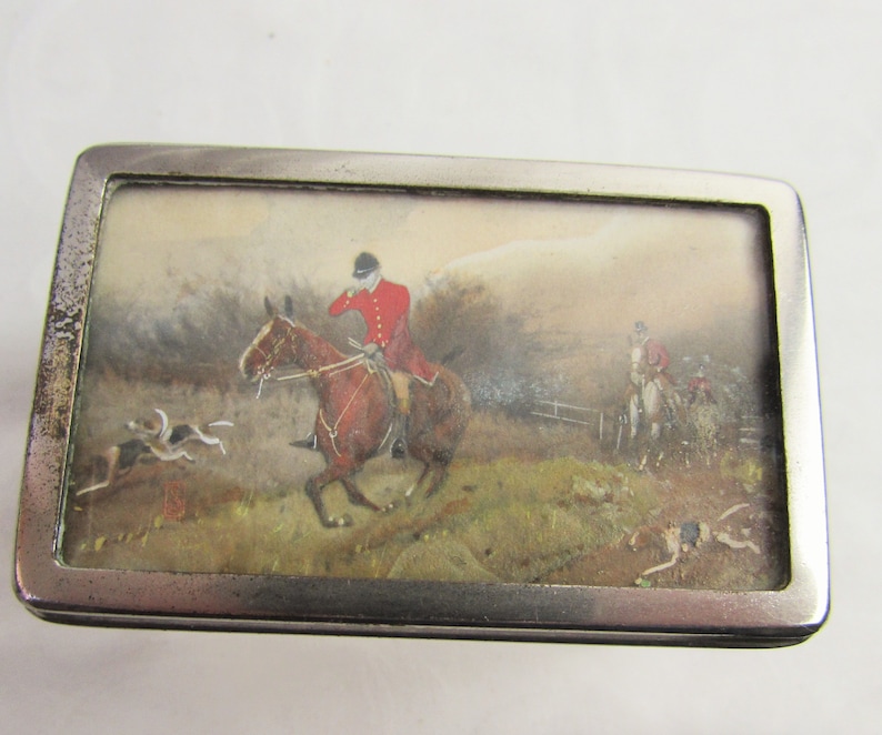 Antique Crystal Match Box With Hunting Scene Circa 1920 - Etsy