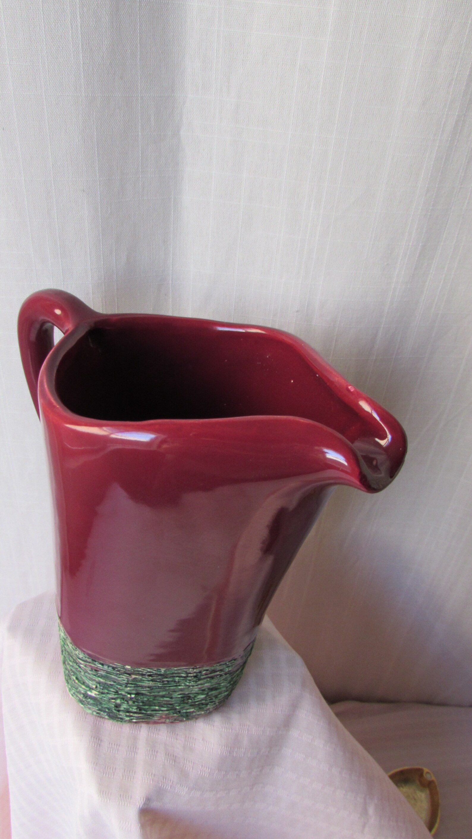1950s PITCHER Aborn California Art Pottery Ceramic R-2 Tree Bark ...