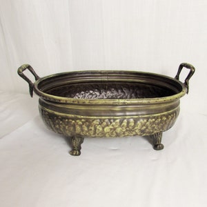 PLANTER Indoor Metal Long Pot With Feet Green Patina - Etsy