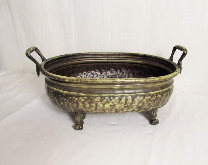PLANTER Indoor Metal Long Pot With Feet Green Patina - Etsy