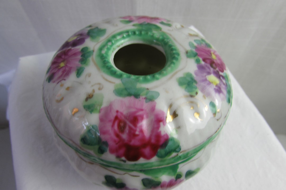 VICTORIAN HAIR RECEIVER Porcelain Rose Motif - Etsy