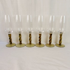 1960s Fluted Champagne Glasses Twisted Amber Stem (6) - Etsy