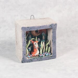 Magical Ceramic Miniature Diorama of a Fox and Mushroom - Etsy