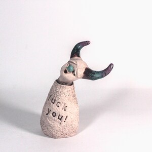 Handmade Ceramic Horned Figure Sculpture, Whimsical Art, Home Decor ...