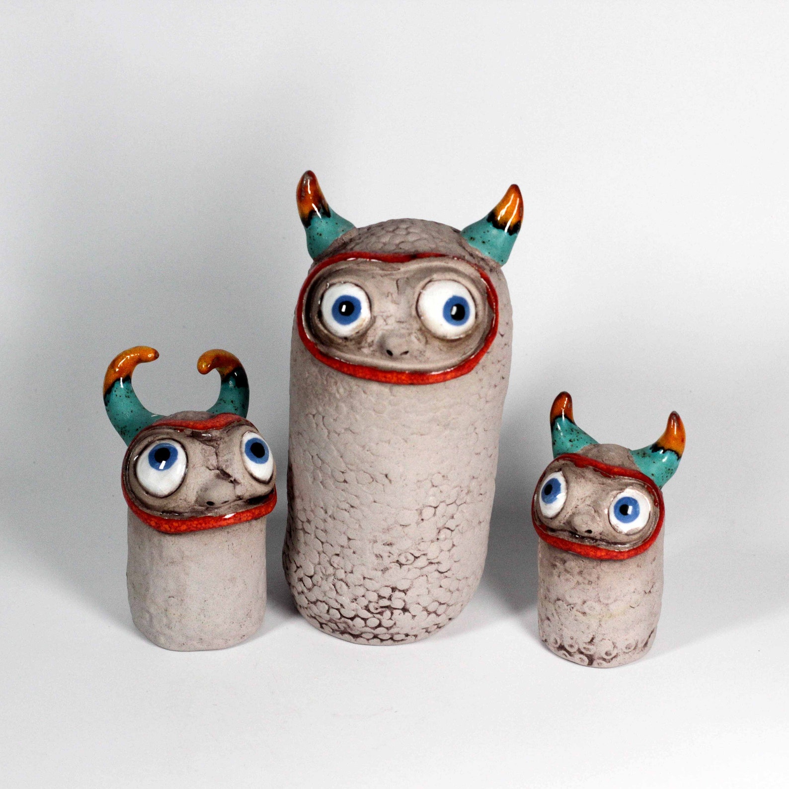 Charming Handmade Ceramic Monster Sculptures Parent and Child - Etsy