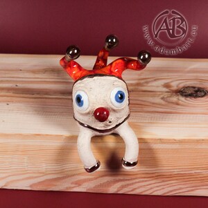 Whimsical Jester Ceramic Figure. Handcrafted Clown Gnome. Shelf-sitting ...