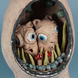 Ceramic Diorama With a Cute Monster Couple Inside. Night Magic Garden ...