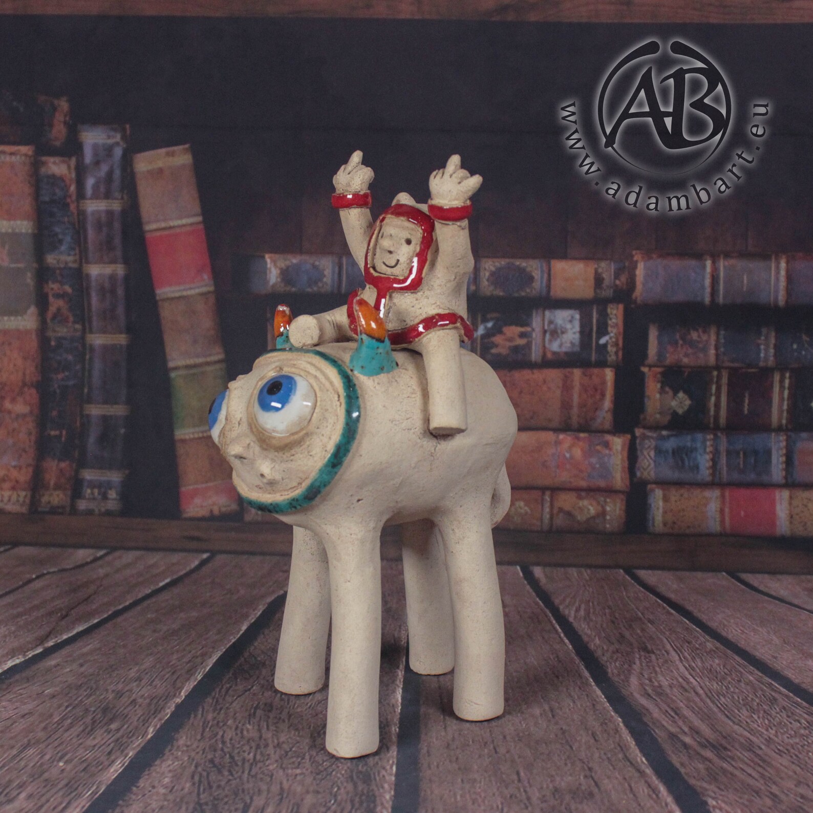 Rude Gnoo-mee Kid Riding on Pufee Monster. Funny Ceramic - Etsy