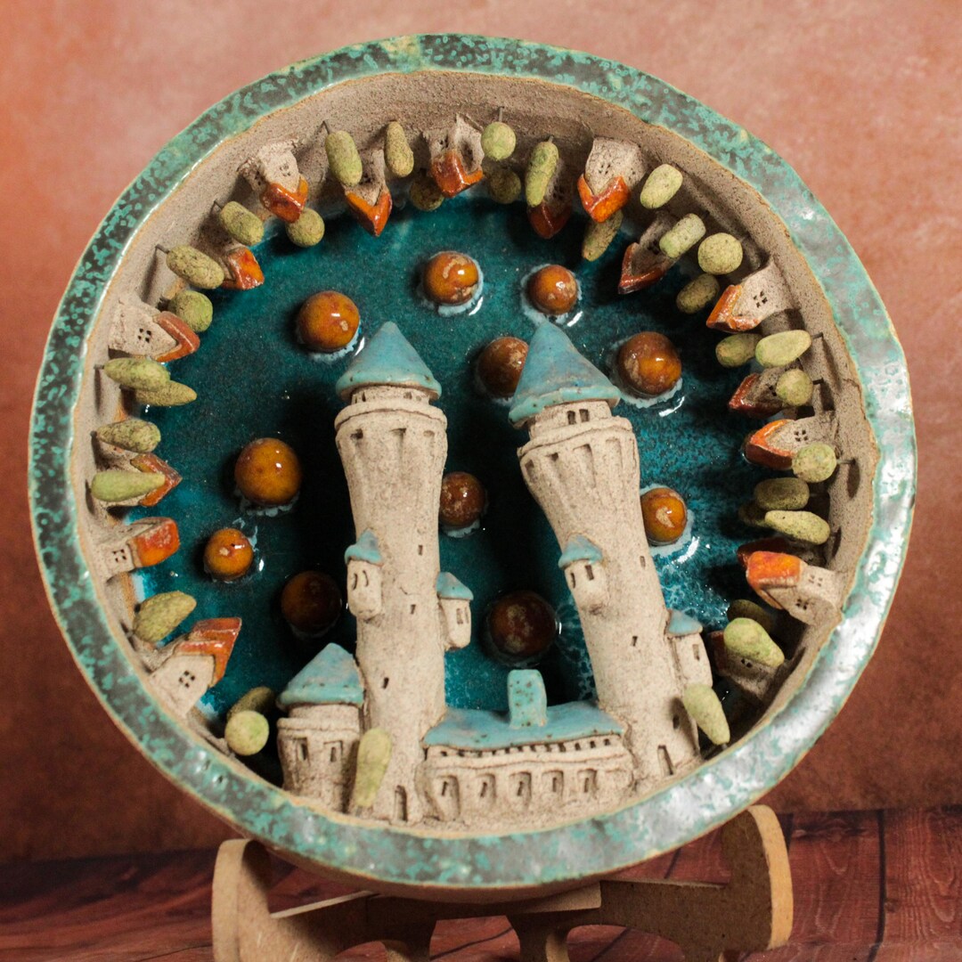 Big Round Ceramic Art Village Diorama – Wall Hanging Decor, Perfect ...