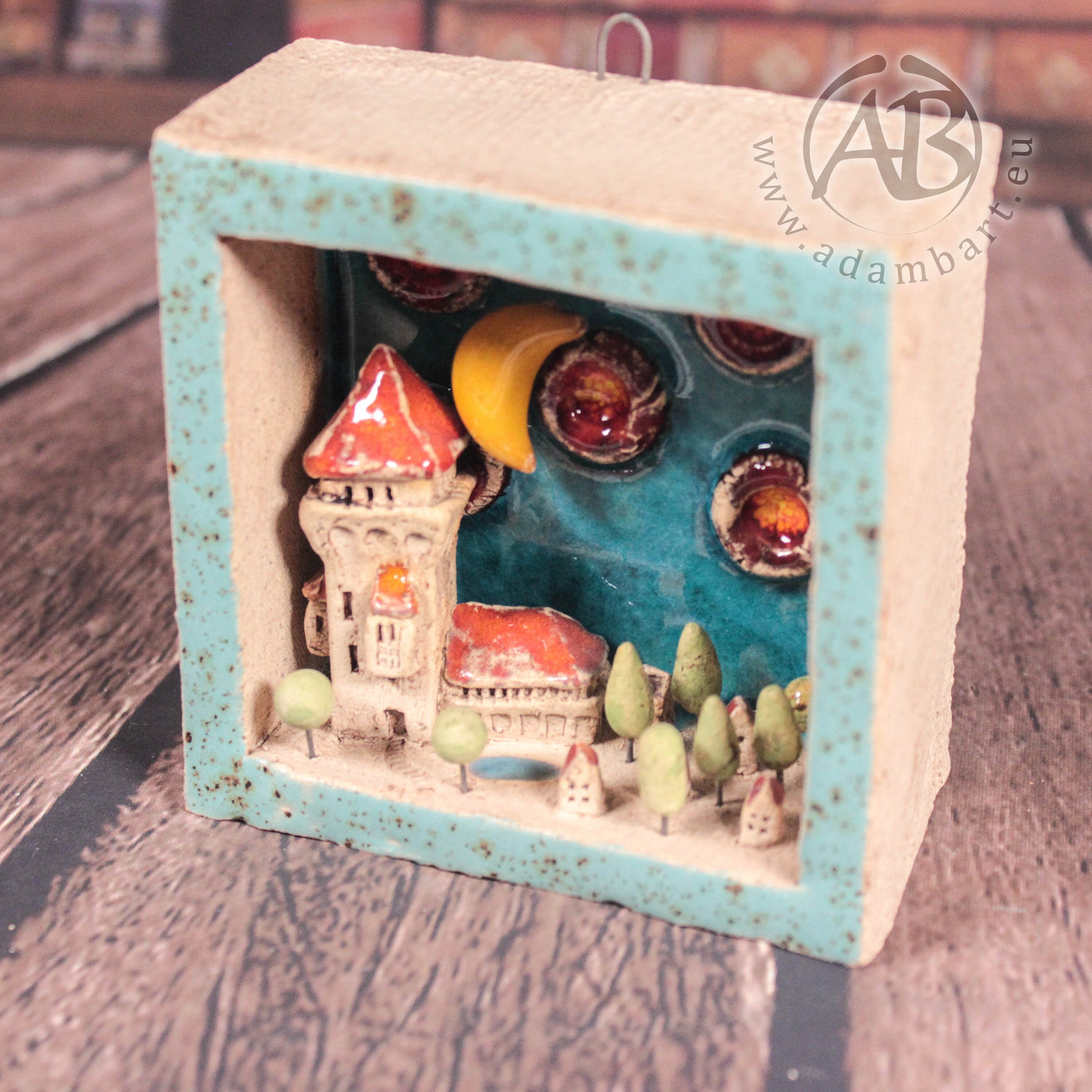 Ceramic Art Diorama With a Magic Tower and Small Village | Etsy