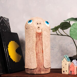 Hoo-Mee Rústico – Escultura de Cerâmica Artesanal com Olhos Azuis ...