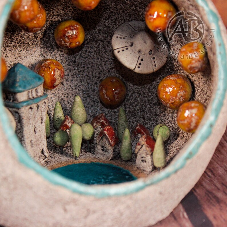 Ceramic Lantern Diorama With a Fantasy Scene Inside Small - Etsy