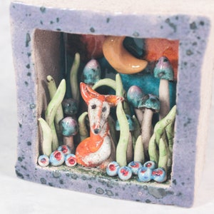 Magical Ceramic Miniature Diorama of a Fox and Mushroom - Etsy