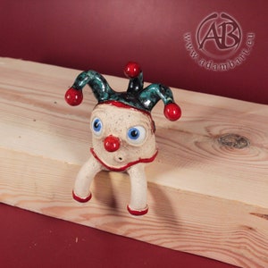 Whimsical Jester Ceramic Figure. Handcrafted Clown Gnome. Shelf-sitting ...