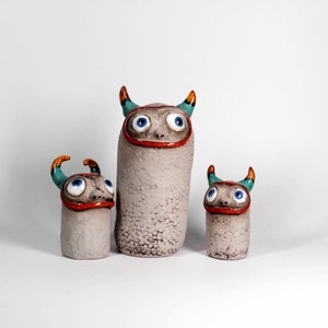 Charming Handmade Ceramic Monster Sculptures, Parent and Child Theme ...