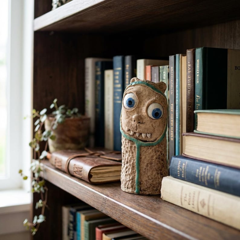 Toothy Hoo-Mee – Escultura de cerâmica feita à mão com um grande ...