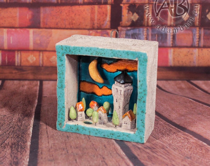 Ceramic Art Diorama With a Small Village and a Magic Tower. - Etsy