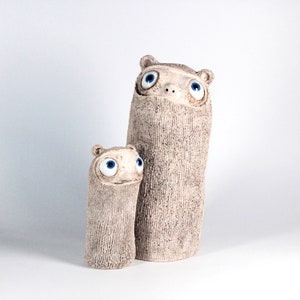 Adorable Handmade Ceramic Monster Duo Sculptures Parent & Child Theme ...