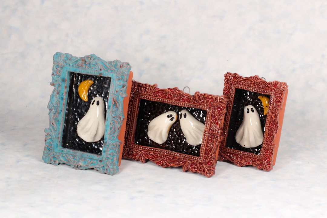 Ghost Miniature Ceramic Sculpture - Unique 3D Handmade, Spooky Home ...