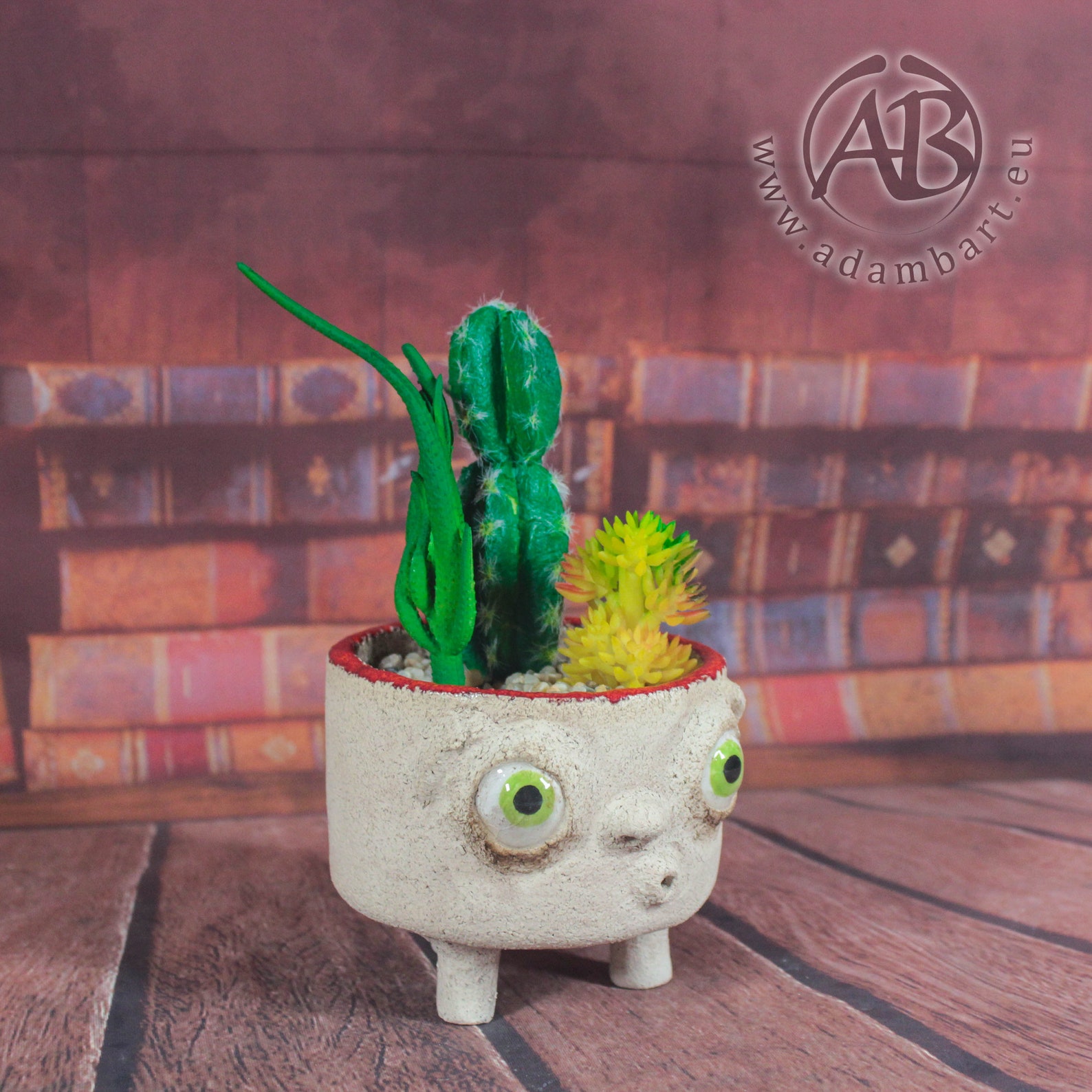 Ceramic Planter With a Funny Face. Pot for Small Succulents or - Etsy