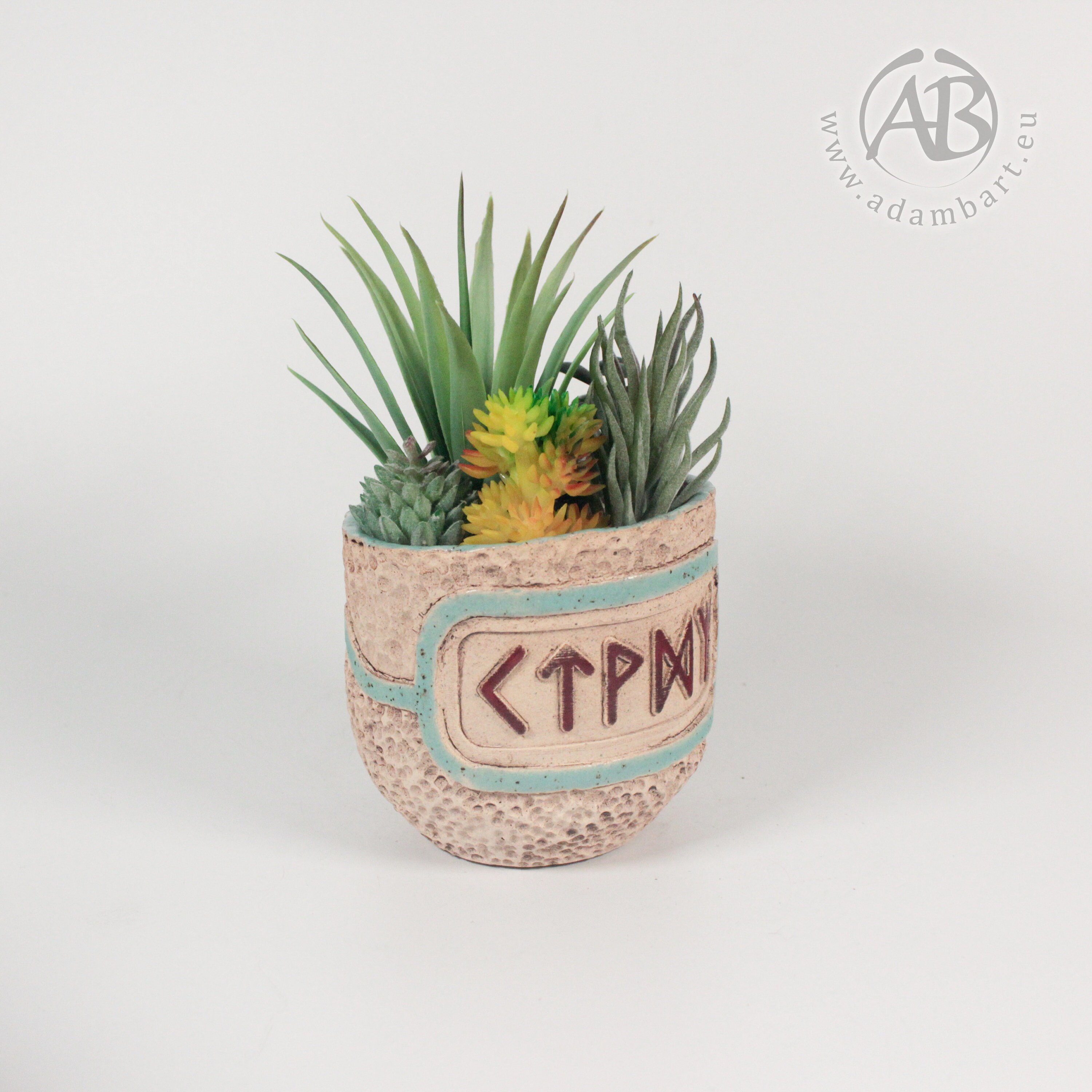 Ceramic Planter With Rune Formula Way to Hapiness. Pot for | Etsy