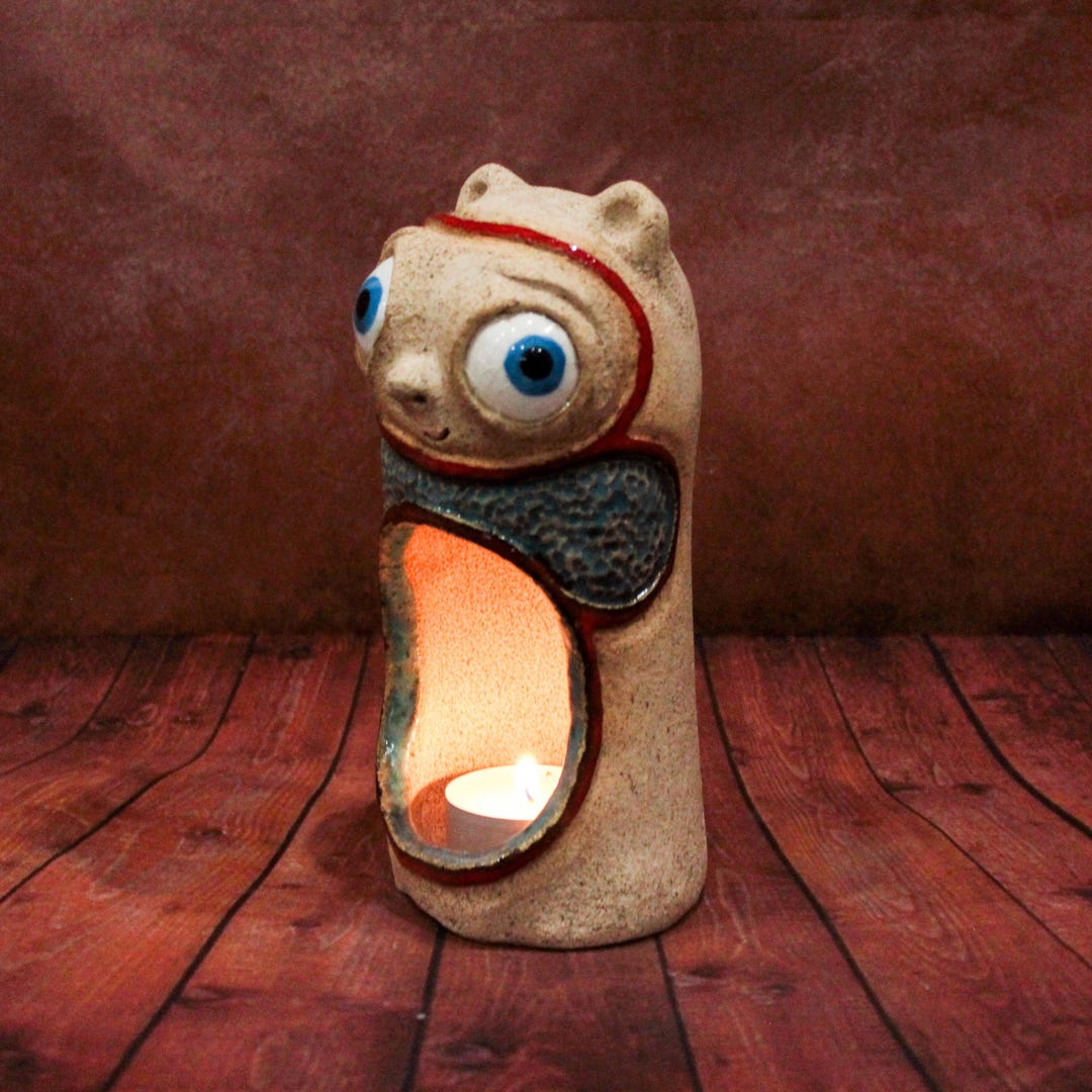 Ceramic Sculpture of Hoo-mee Character. A Fun Candle Holder or Place ...