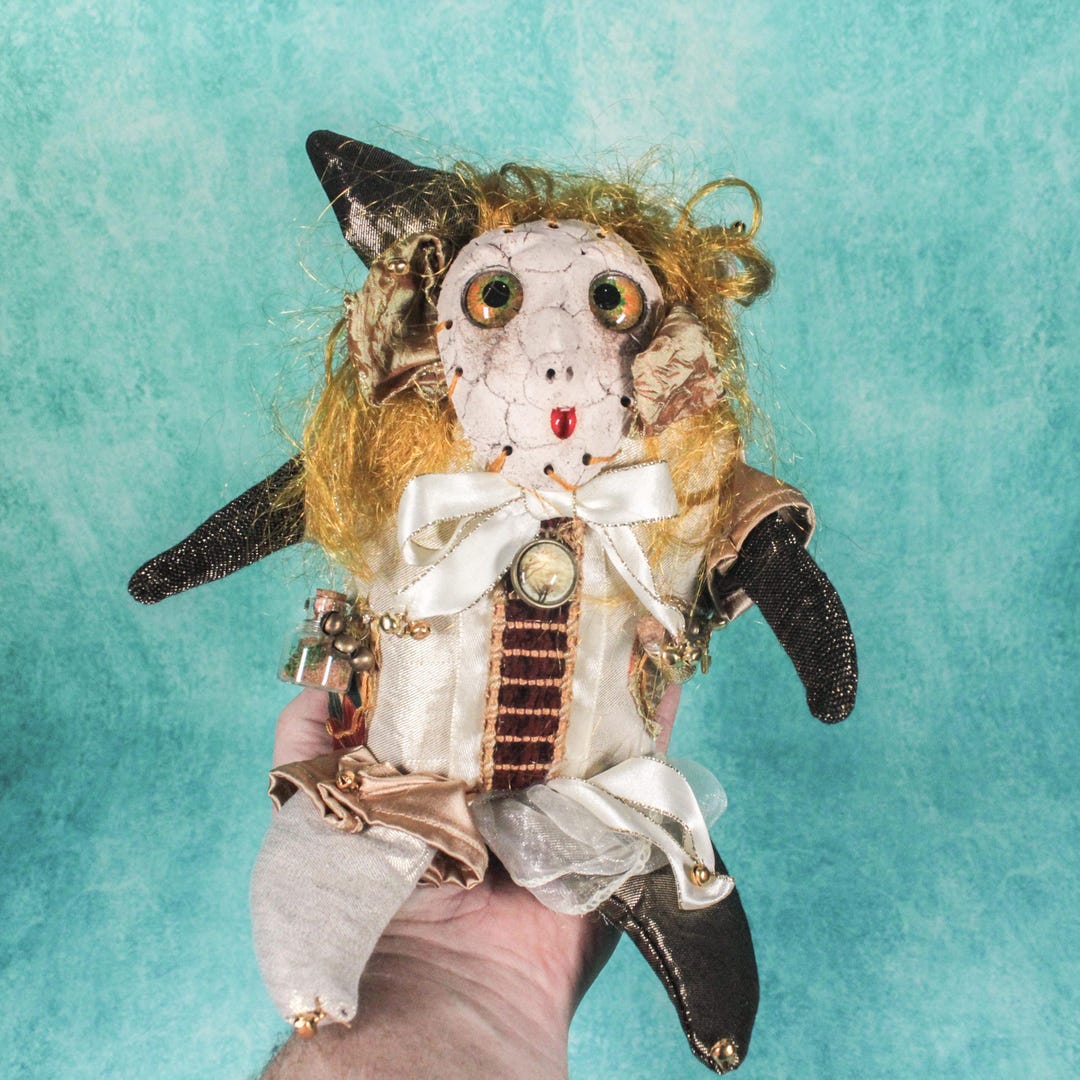 Art Doll, Collectible Unique Doll, Fabric Doll, Glass Hand Painted Eyes ...