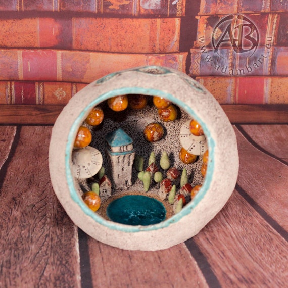 Ceramic Lantern Diorama With a Fantasy Scene Inside Small - Etsy
