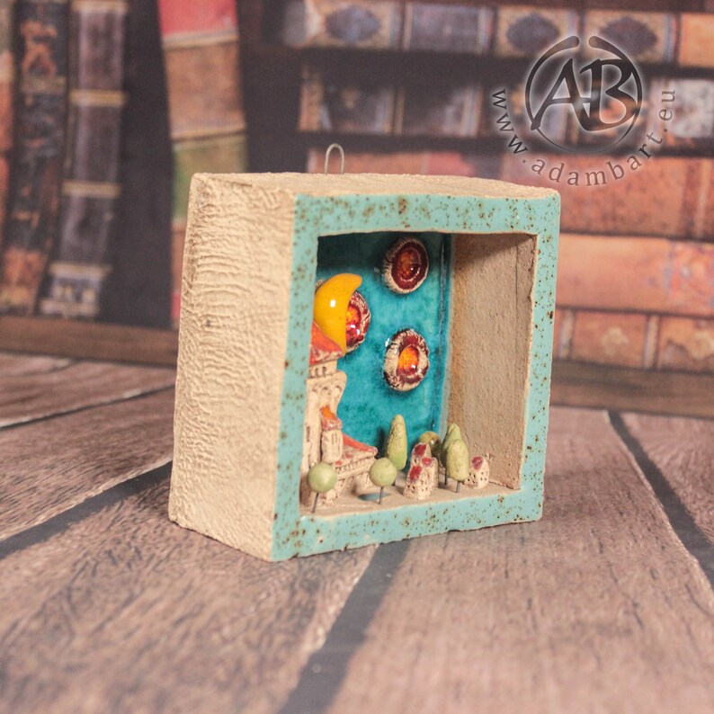 Ceramic Art Diorama With a Magic Tower and Small Village | Etsy
