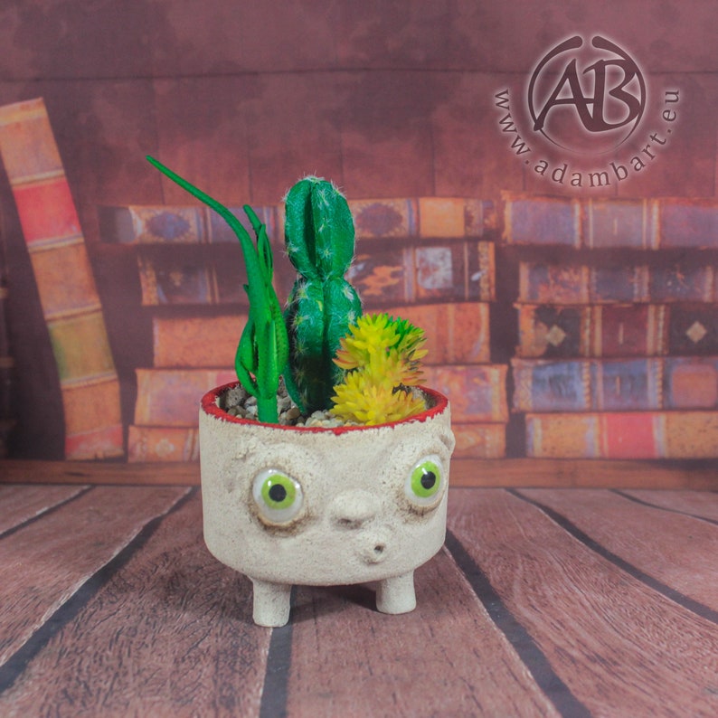 Ceramic Planter With a Funny Face. Pot for Small Succulents or - Etsy