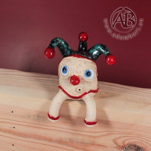 Whimsical Jester Ceramic Figure. Handcrafted Clown Gnome. Shelf-sitting ...